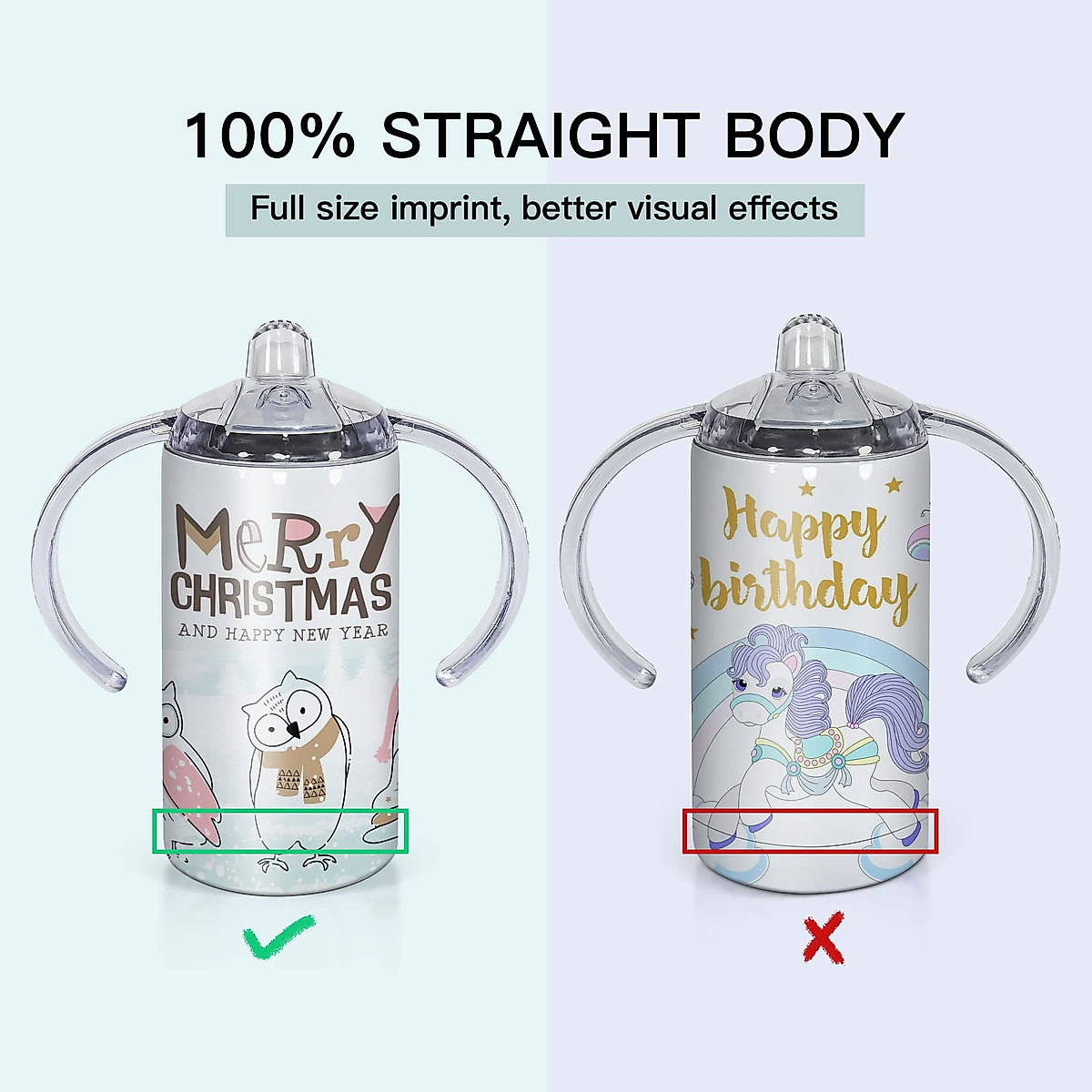 AGH Sublimation Sippy Cups Blanks with Handles, 4 Pack 12 oz Straight Sublimation Tumblers Stainless Steel Insulated Skinny Tumblers with Splash-proof Lid, Shatterproof Water Tumbler