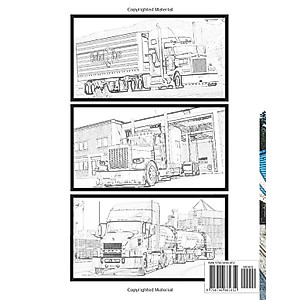 American Trucks Colouring Book for Adults: 25 Unique Lorries, Semi-Trucks and American Heavy Equipment Coloring Pages, Stress Relief and Relaxation Sketch Illustration for Adults and Grown Up