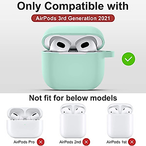 Adorve AirPods 3rd Generation Case Cover, Silicone Protective Accessories Case Skin with Keychain Compatible with Apple AirPod 3 Gen 2021 New for Women Men, 2 Pack, Mint Green, Sand Pink