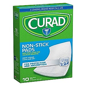 Curad Medium Non-Stick Pads 3 Inches X 4 Inches 10 Each (Pack of 4)