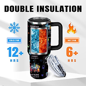 Christian Gamer Gifts, 40 Oz God Says I Am Gamer Tumbler With Handle, Christian Gifts for Men/Boys, Inspirational Religious Birthday Gifts for Game Lover Bible Verse Cup, Gaming Gifts For Gamer