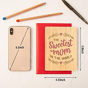 Birthday Card for Mom, Handmade Bamboo Mom Greeting Card, Special Birthday Card/Mothers Day Card/Retirement Card/Wedding Card/Christmas Card for Mom, Sweetest Mom Gift Card