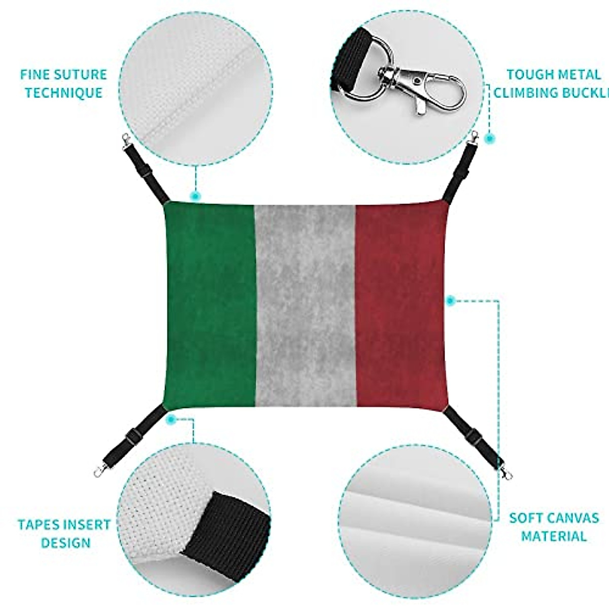 Italian Flag Pet Hammock Bed Guinea Pig Cage Hammock Small Animal Hanging Bed for Ferret, Chinchilla, Puppy and Other Small Animals