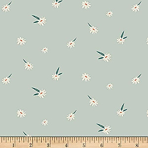Art Gallery Fabrics Art Gallery Campsite Dancing Daisies Fabric, Pale Blue