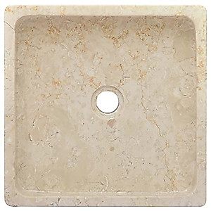 Sink Cream 15.7"x15.7"x3.9" Marble,Modern Marble Sink EyeCatching Basin for Bathroom and Washroom Bath Fixtures，Bathroom Sinks