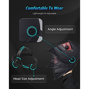 MANUSAGE Auto Darkening Welding Helmet for Men, Welding Hood Auto Darkening Has Dual Power Supply with Solar and Lithium Battery, Welding Mask True Color Shade 9-13 Ideal for Mig Tig ARC (M380SE)