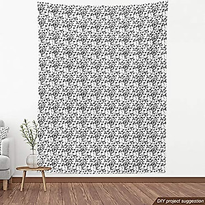 Ambesonne Music Fabric by The Yard, Sketchy Musical Notes and Melody Entertainment Fine Arts Theme Pattern, Decorative Fabric for Upholstery and Home Accents, 1 Yard, White Black