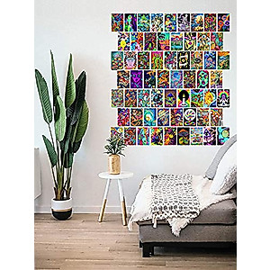 Hippie Trippy Drippy Wall Collage Kit Aesthetic Pictures, Hippie Room Decor, Bedroom Decor for Teen Girls, Trippy Room Decor, Trippy Wall Art Print, Trendy Small Posters for Dorm, Collage Kit (60 PCS)