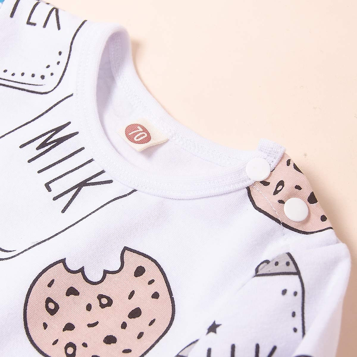 Aiabaleaft Baby One Piece Romper Bodysuit Jumpsuit Long Sleeve MilkCookies Bodysuit 0-12M White, 0-3 Months