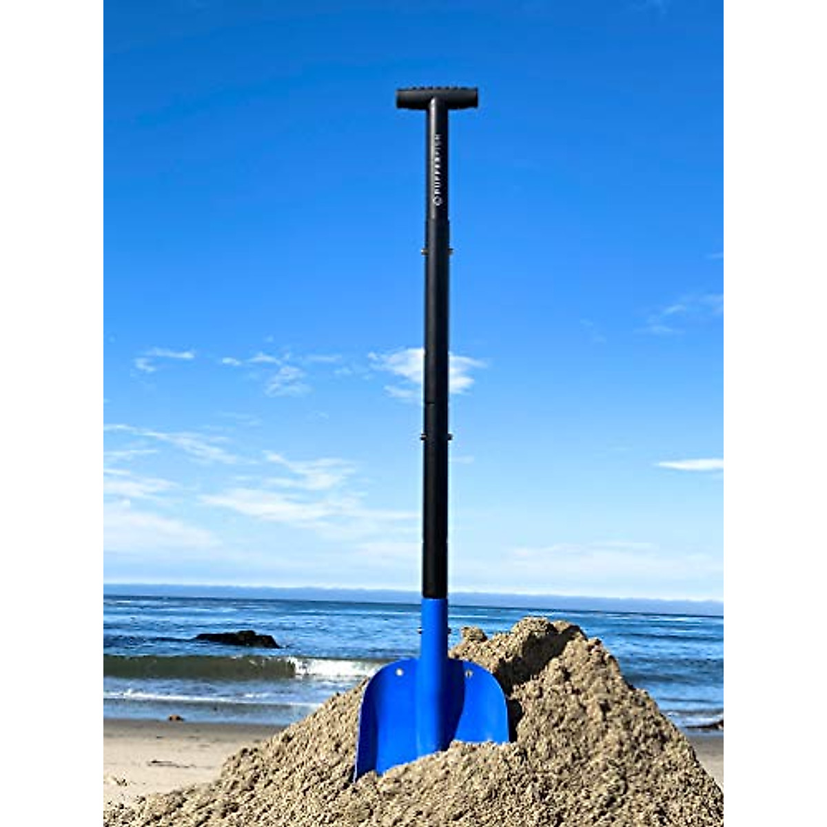 PUFFERFISH Really Big Sand Shovel™ - Sand Shovel for Beach, Foldable Shovel for Sand Castles, Lightweight Collapsible 4 Piece Aluminum Shovel,Customizable to 3 Different Lengths, Weight 1.7 Pounds