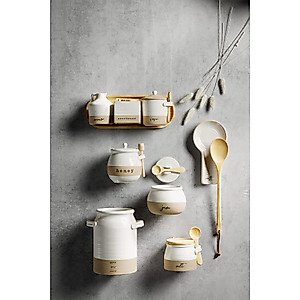 Mud Pie 47800013, White/Natural, Stoneware Cream and Sugar Set, assembled 5" x 11"