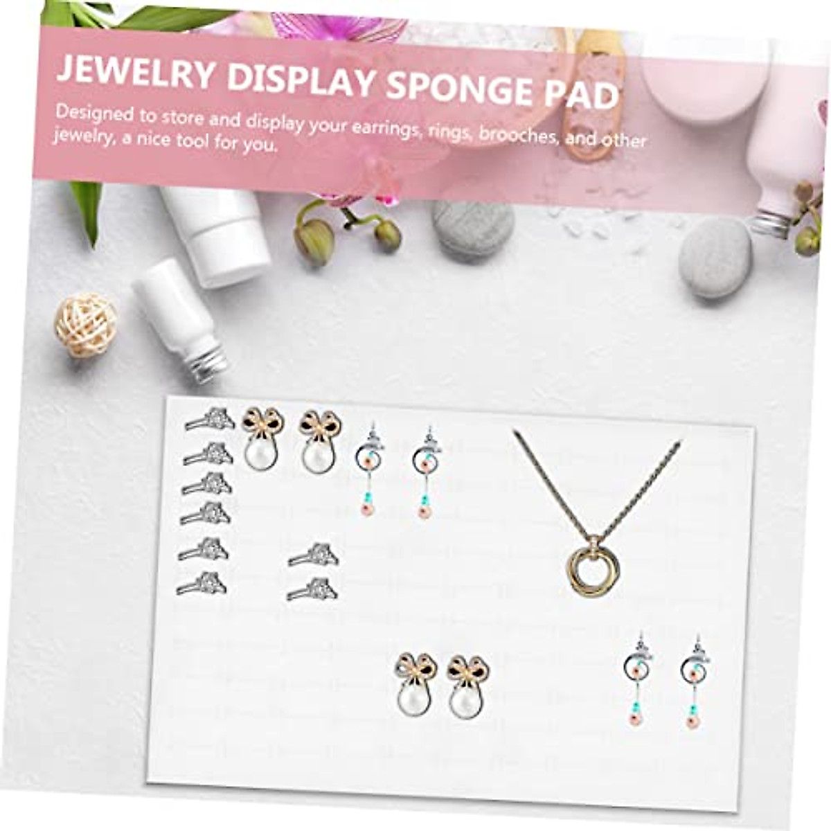 OKUMEYR 10pcs jewelry box pad showcase display for selling ear stud holder necklace foam insert drawer ring organizer earrings showcase trays earrings insert foam pad velvet sponge white