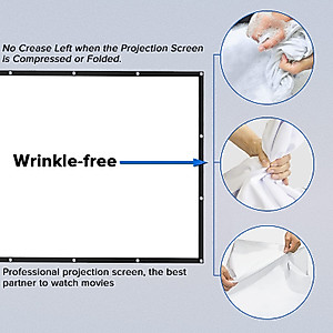 Projector Screen, 120-inch CENTURY-STAR Movie Screen Outdoor & Indoor Wrinkle-Free Nylon Fabric Video Projection Screen (3D 4K HD 16: 9 Front & Rear Projection) Foldable & Portable with Carry Bag