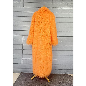 Vickstco Women's Fluffy Faux Fur Long Overcoat Winter Spring Warm Outwear Parka Coat White