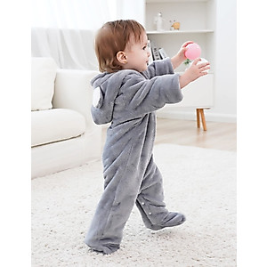0-3 Months Snow Suit for Newborn Baby Snowsuits Rompers for Boys 1M 2M Gray Fleece Jumpsuits Hooded Romper Baby Boy