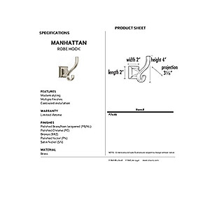 Alno A7499-BRZ Manhattan Modern Robe Hooks, Bronze