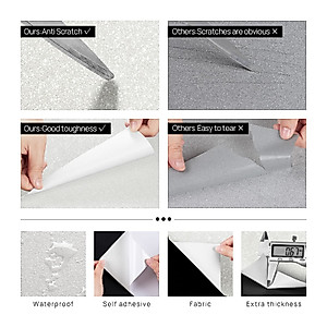 FunStick Pearl White Glitter Wallpaper Peel and Stick Decorative Sparkle Glitter Wallpaper Self Adhesive White Glitter Contact Paper for Walls Cabinets Dresser Crafts White Fabric Wall Paper 15.8"x80"