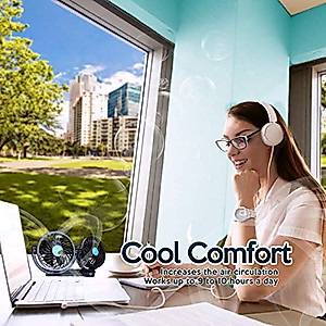 Car Cooling Air Fan 12V- Zone Tech 12V Dual Head Car Auto Electric Cooling Air Fan for Rear Seat - Powerful Quiet 2 Speed 360 Degree Rotatable 12V Ventilation Rear Seat with Kids Safe Design