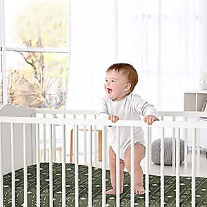 Sweet Jojo Designs Hunter Green Boho Tribal Mudcloth Boy or Girl Fitted Crib Sheet Baby or Toddler Bed Nursery - White Woodland Bohemian Southwest Geometric Arrow Gender Neutral Aztec Mud Cloth