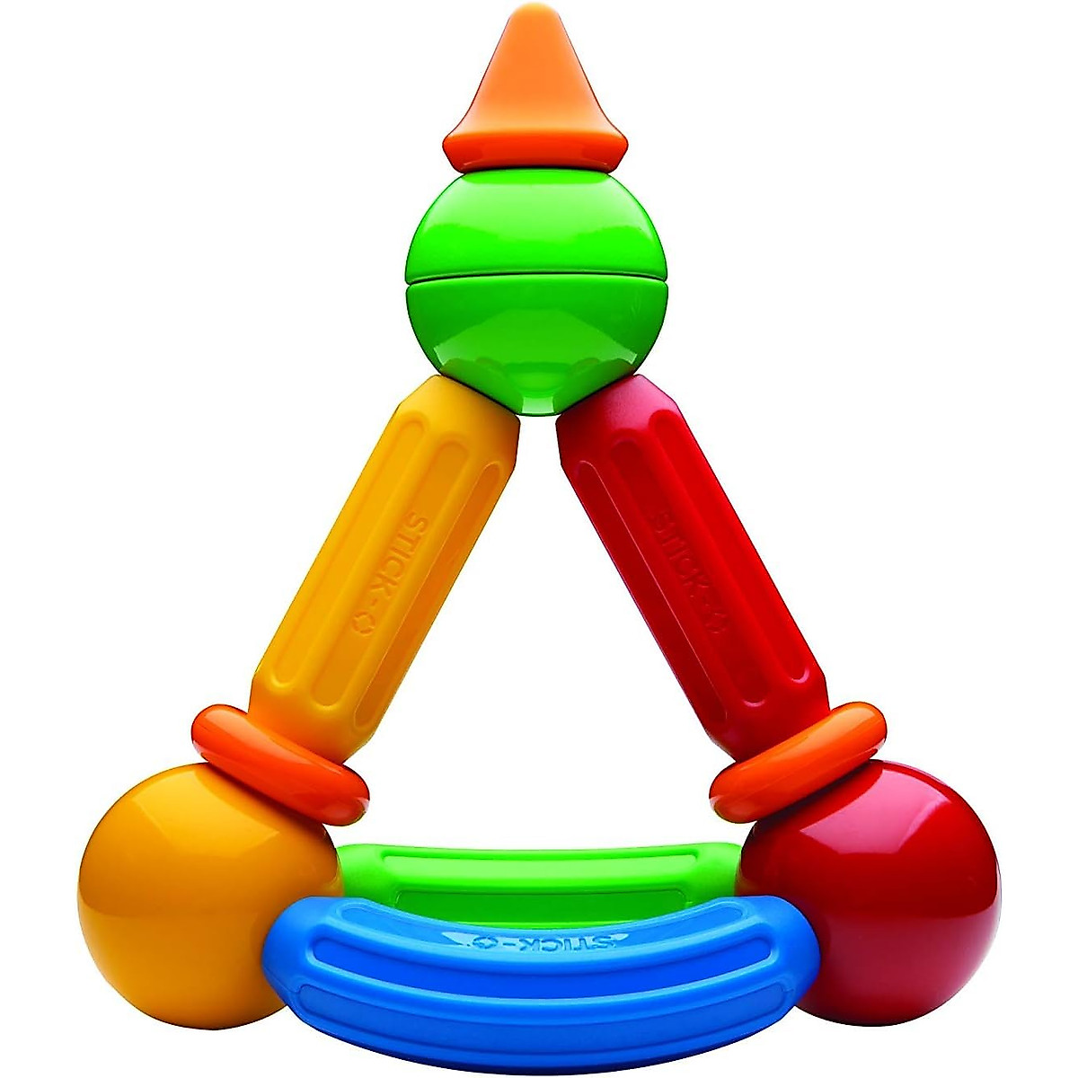 STICK O Basic 10 Piece Magnetic Building Set, Rainbow Colors, Educational STEM Construction Toy Ages 18M+