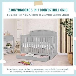 Dream On Me Storybrooke 5 in 1 Convertible Crib with Under Drawer