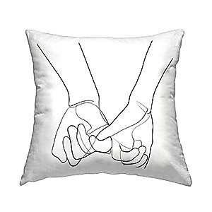 Stupell Industries Fluid Line Abstract Couple Holding Hands Black White Design by ROS Ruseva Pillow, 18 x 18