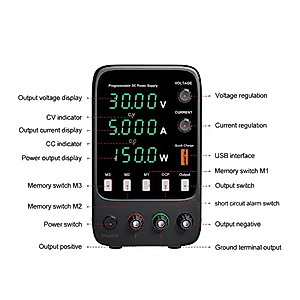 EZGA DC Power Supply Variable Adjustable DC Power Supply Laboratory Programmable Memory Function Power Supply Switching Power Supply Current Stabilizer for Spectrophotometer and lab Equipment Repair