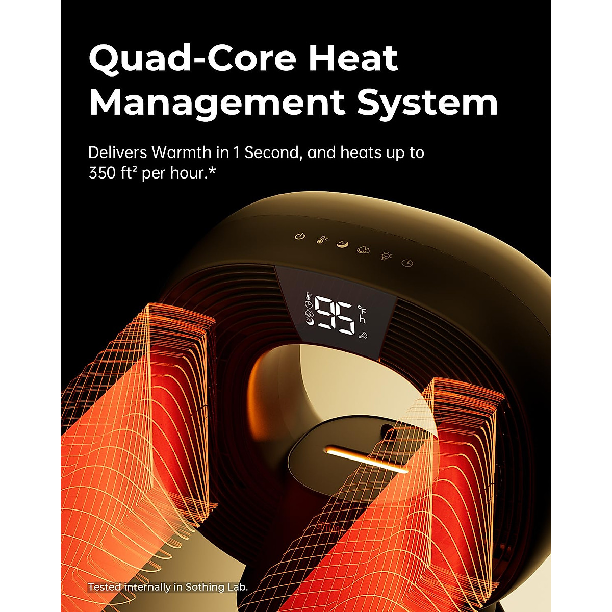 Sothing Space Heater Humidifier Combo - Star 3-in-1 Electric Heaters for Indoor Use, Humidifier with Flame Light, Aesthetic Design, 1500W Space Heater Indoor Large Room, Sleep Mode for Bedroom, Office