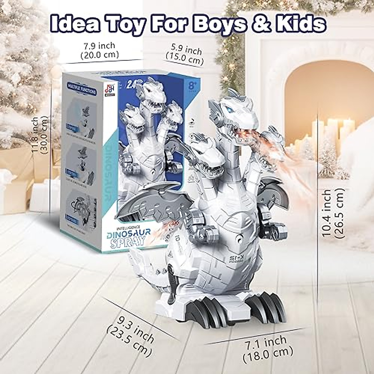 Remote Control Dinosaur Toys for Kids, RC Three Headed Dinosaur Robot with Dynamic LED Light, Realistic Toys for 3 4 5 6 7 8 9 10 11 12+ Year Old Boys/Girls, Gifts for Halloween Christmas Birthday