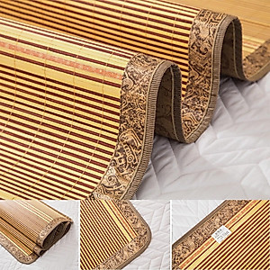 RILOOP Summer Bamboo Sleeping Mat, Bamboo Summer Sleeping Mat, Bamboo Rugs for Living Room, Rattan Mat, Double-Sided Use,Student Single Double Bed Foldable Refreshing Breathable Sweat Bedding/195*150C