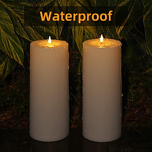 Patiphan Large Flameless Candles Outdoor, 11" x 4" Battery Operated Candles with Remote and Timers, Flickering Flame LED Candles, Waterproof Tall Pillar Candles for Decoration, White Set of 2