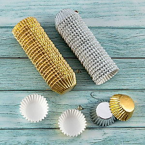 1000 PCS Cupcake Liners 1.25 inches Mini Foil Baking Cups Wrapper Muffin Cases Gold and Silver Tulip Paper Cups for Baby Shower, Birthday Party, Weddings Decorations (Silver,Gold)