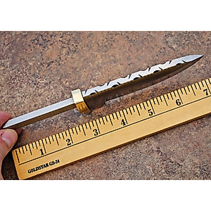 Whole Earth Supply Drop Point D2 D-2 Steel Partial/Hidden Tang Knife Blank +Brass Finger Guard for Custom Making Knives Blade Blades Blanks Hunting