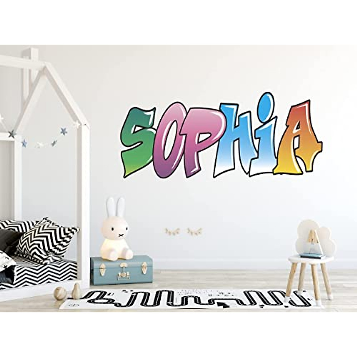 CuteDecals Graffiti Custom Name Wall Decal - Personalized Graffiti Name Art Decal - Unisex Wall Decor - Wall Decal for Nursery Bedroom Decoration (Mini Wide 15''x4'' Height)