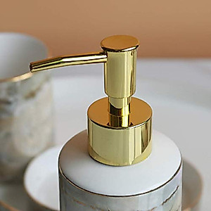 TFIIEXFL Ceramics Bathroom Accessories Set, 4 Piece Bath Ensemble, Bath Set Collection Pattern Soap Dispenser Pump, Toothbrush Holder, Tumbler, Soap Dish