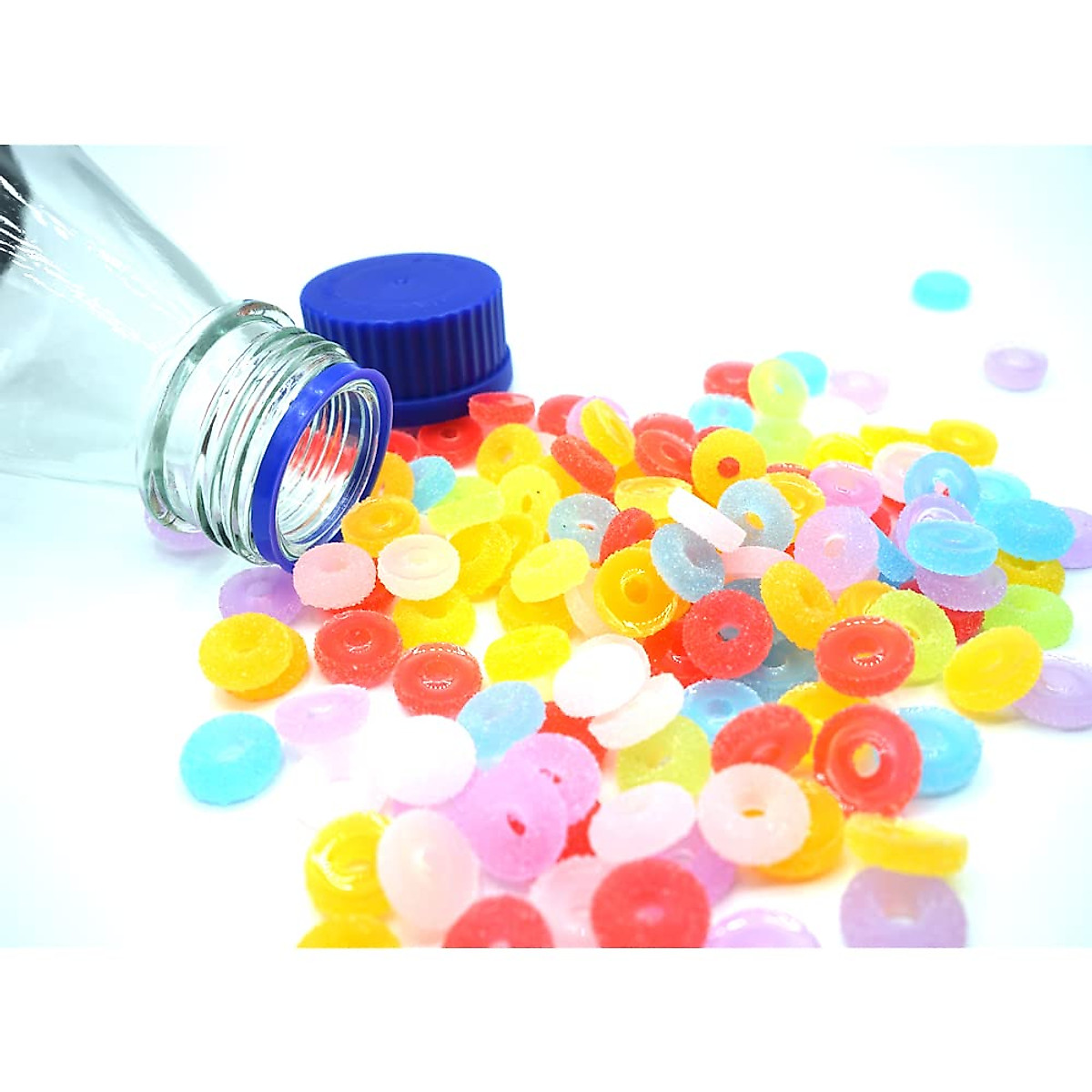 KINNOSE Thick Glass Conical Media Storage Bottles 250ml 500ml 1000ml with Blue Screw Cap Thick Graduated Borosilicate Glass Reagent Container