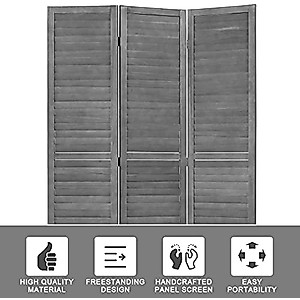 Room Dividers 3 Panel Partition Room Dividers 5.6 Ft Tall Privacy Wall Foldable Room Divider Privacy Screen Wood Screen Room Separator for Home Office Bedroom Restaurant , Gray