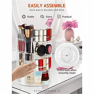 KLGO 360 Spinning Makeup Organizer, Lazy Susan Rack Cosmetic Carousel Storage Shelf, Great for Countertop and Bathroom, Clear