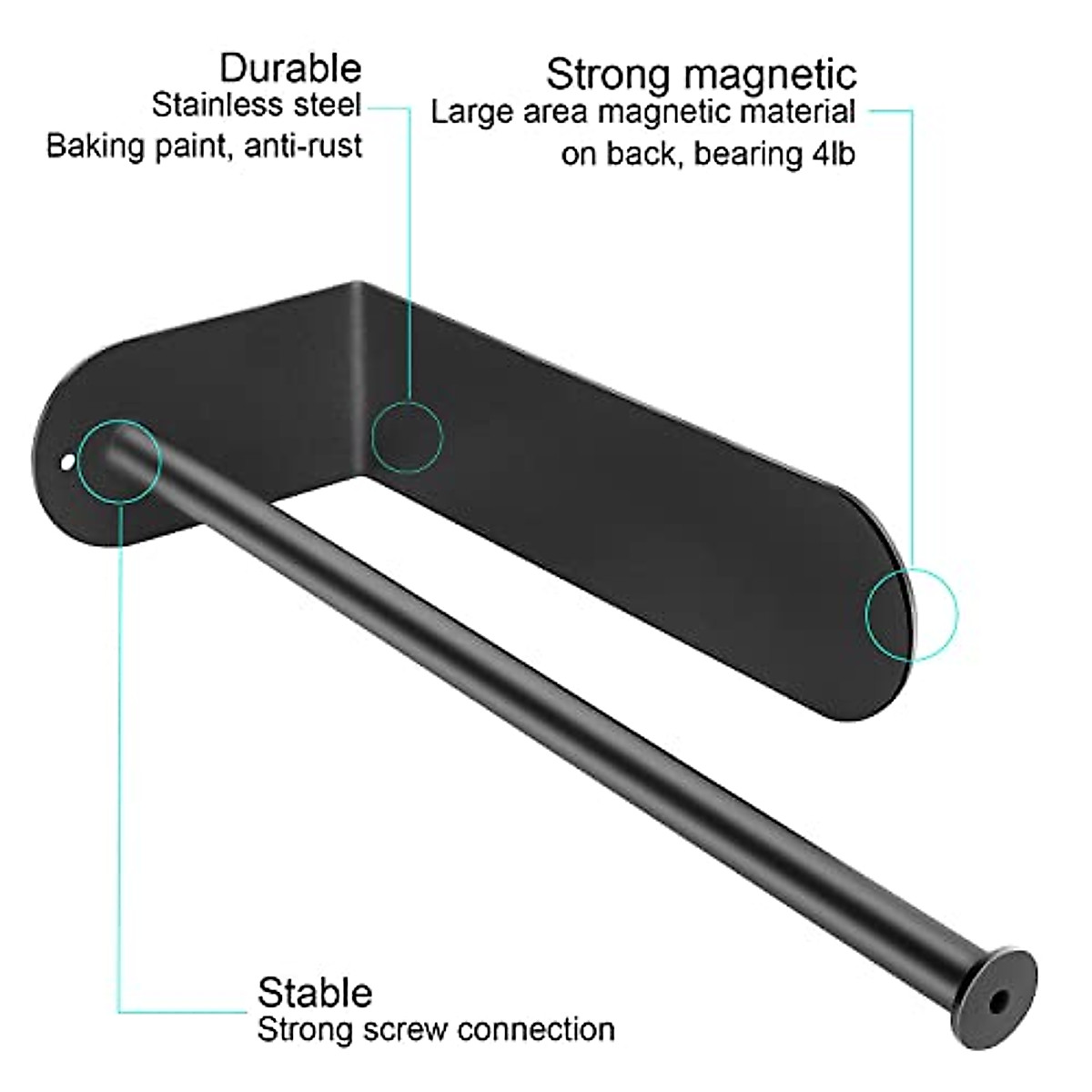 Kitchen Magnetic Stainless Steel Paper Towel Holder for Refrigerator, Grill, Toolbox (Magnetic-30cm-Black-B)