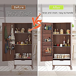 Auledio Over The Door Pantry Rack, Adjustable 6 Baskets Closet Organizer Hanging Spice Space Saver,Black