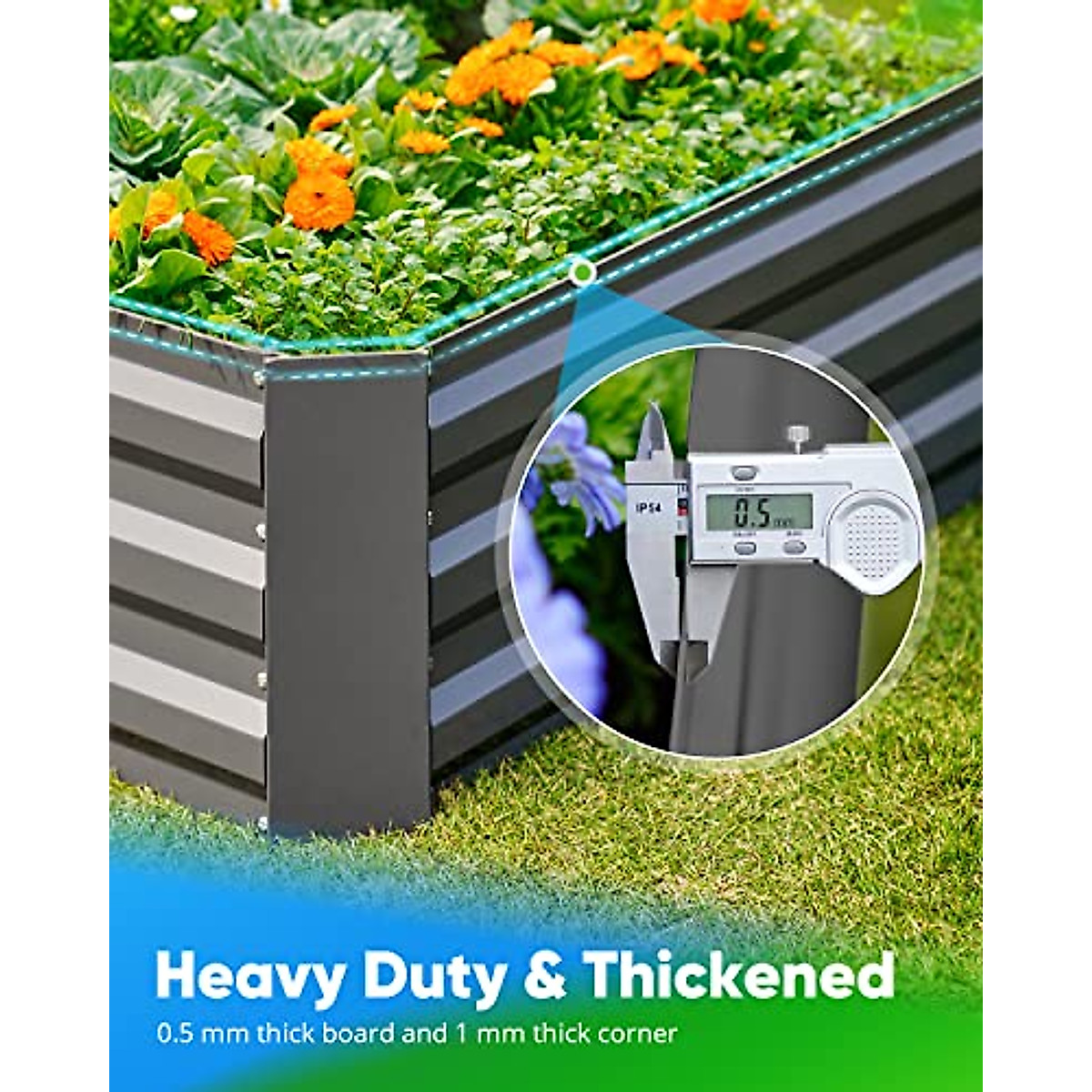 Quictent Galvanized Raised Garden Bed 6x3x1ft Thickened Metal Planter Box Hold 18cft Soil for Vegetables Corner Protector Bottomless Flowers Herbs Backyard Patio Tomato Cage Weed Barrier Included