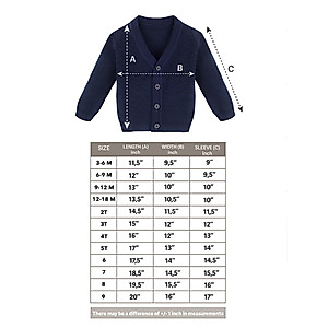 Lilax Baby Boys Basic Long Sleeve V-Neck Classic Knit Cardigan Sweater 12-18 Months Navy