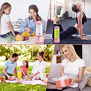 Portable Blender, Personal Blender for Shakes and Smoothies 13.5 Oz Blender Bottles with 6 Sharp Blades Hand-held Blender for Kitchen Gym Travel Office