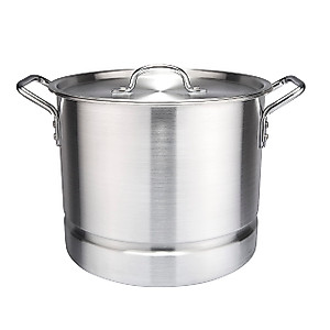 Kitchen Sense Aluminum Stock Pot with Steamer 4 piece Set of 8 quart (2 gallon), 12 quart (4 gallon), 16 quart (4 gallon), and 20 quart (5 gallon).