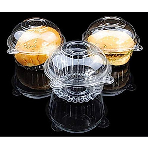 Leoyoubei 100 pieces BPA Free Clear Plastic Single Individual Cupcake Boxes,Muffin Dome Holders Cases Boxes Cups Pods,Clamshell Container Cupcake Holders,Great for Parties or Cake/Muffin Sales