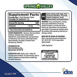 Melatonin Fast Dissolve Tablets, Sleep Support by Spring Valley, 10 mg, 120 Ct (2 Pack) Bundle with Exclusive "Have a Great Sleep" - Better Idea Guide (3 Items)