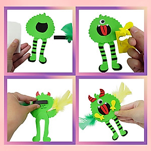 4E's Novelty Halloween Crafts for Kids (12 Pack) Silly Monsters Foam Magnet Fall Crafts for Kids Bulk, Halloween Party Activities for Kids Ages 3-5, 4-8