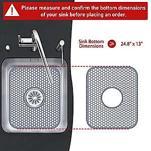 Bestjing Silicone Sink Mat, 13.58''x 11.6'' Sink Protectors for Kitchen Sink with Center Drain, Folding Non-Slip Heat Resistant Sink Mat Grid for Bottom of Stainless Steel Porcelain Sink (Center Hole)