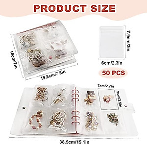 popokk Transparent Jewelry Storage Book,Portable Travel Jewelry Earring Organizer Storage Book Bag,Updated 160 Grids Jewelry Storage Album with 50 Zipper Bag,for Necklace,Bracelets,Rings and Earrings
