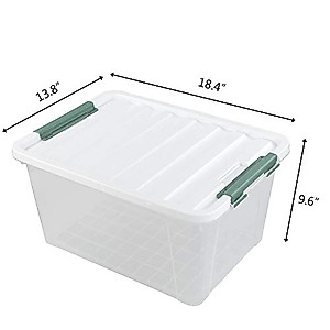 Vcansay 35 Quart Clear Plastic Storage Box, Large Latching Storage Bin, 6 Packs
